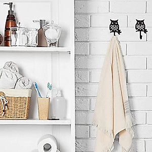 YANGMEI Vintage Cast Iron Wall Hooks (Antique Brown, Set of 2) - Rustic, Farmhouse Wall Hooks, Decorative Owl Key Hat Hook, Wall Mounted Heavy Duty Hooks for Keys, Towel, Bags, Hat, Coat