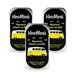 Vanman’s - Handmade Peppermint Beeswax Lip Balm (3 Pack) - Peppermint Lip Balm with Rosemary, Almond and Coconut Oil - Bee Balm with Vitamin E - Peppermint Balm Ideal for Dry Lips