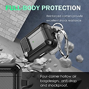 Wustentre Case for Airpods Pro 2nd Generation Case Cover with Lock Lid, Rugged Airpod Pro 2 Case with Keychain for Men Women, Military Protective Case for Airpods Pro & AirPods Pro 2 Gen