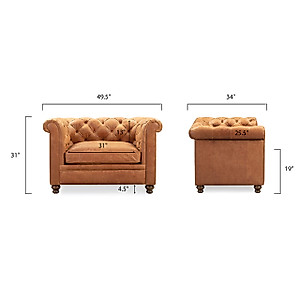 POLY & BARK Lyon Lounge Chair in Full-Grain Pure-Aniline Italian Leather in Cognac Tan