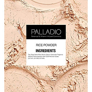 Palladio, Pressed Rice Powder with Mirror Mattifying Makeup Setting that Lasts All Day Instantly Absorbs Oil Works alone or with makeup, Translucent, 0.26 Ounce