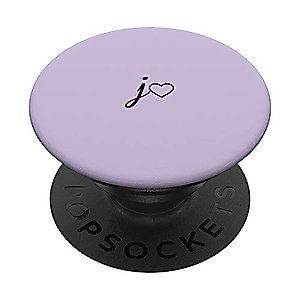 Black Initial Letter J Heart Minimalist Light Pastel Purple PopSockets Swappable PopGrip
