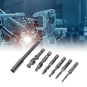 Oumefar Metric Drill Taps, Drill Tap Set Integrated Better Chip Removal M3‑M10 Spiral Groove Complete with Extension Rod for Metal Thin Plate(Silver) Tools