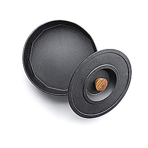 Outset Cast Iron Multi-Purpose Pot, Tortilla and Pancake Warmer, 3 Quart, Black