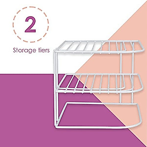 Home Basics 3-Tier Kitchen Corner Counter Shelf and Cabinet Organizer Heavy Duty Wire Shelf in White