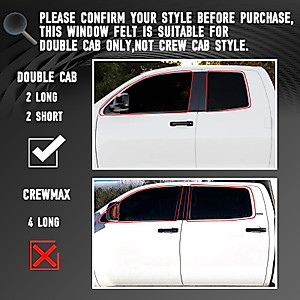 WEILEITE Exterior Window Moulding Belt Glass Sweep Felt Trim Seal Weatherstrip Kit Compatible with Toyota Tundra Double Cab 2007-2020 Replaces 68160-0C020 68210-0C020 68163-0C010 68164-0C010(4PCS)