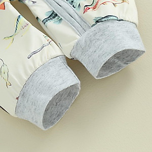 Lamuusaa Western Baby Girl Boy Clothes Long Sleeve Cow Print Romper Zipper Bodysuit Jumpsuit One Piece Fall Winter Outfit (Fish-White, 0-6 Months)