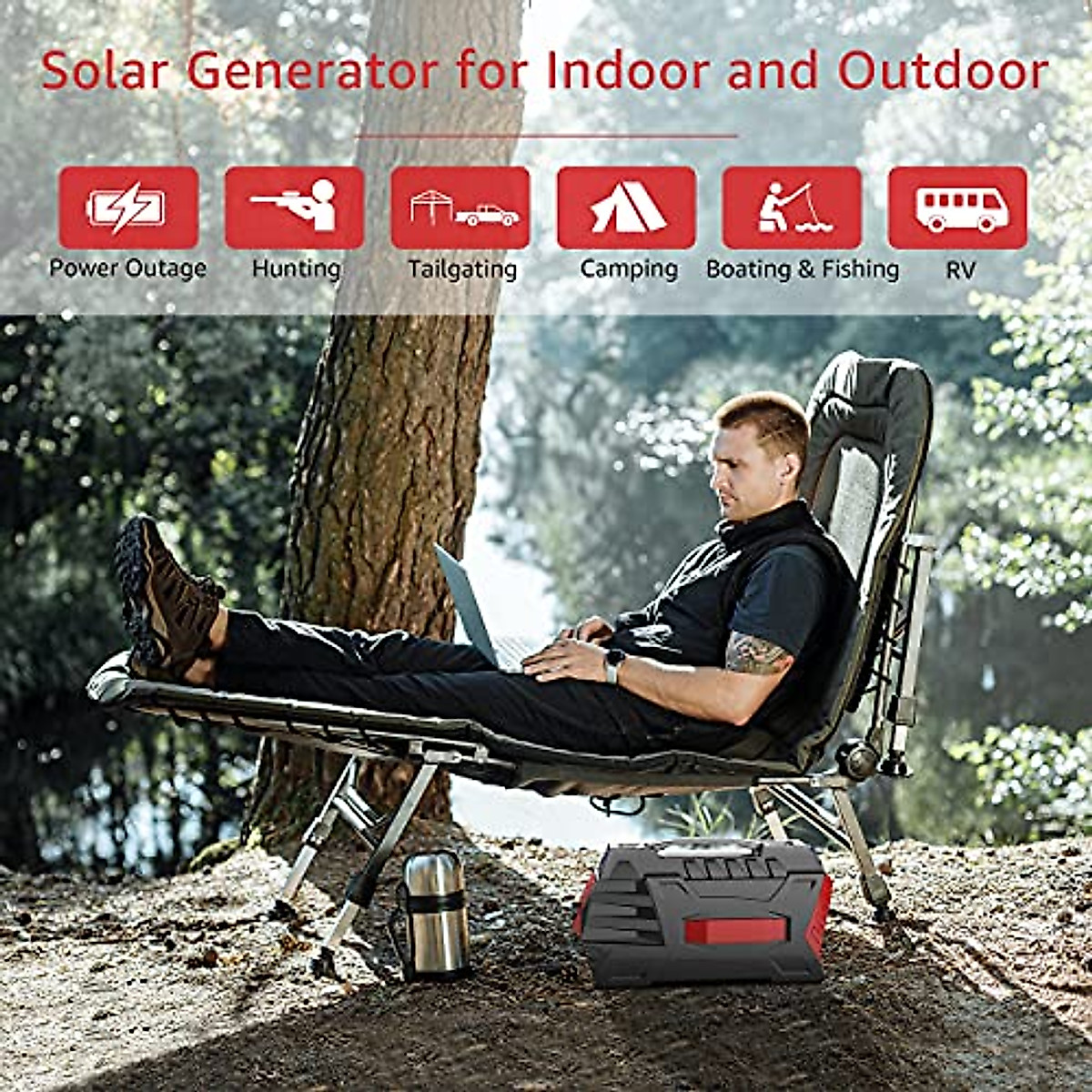 500W Portable Power Bank / Station, 296Wh Outdoor Solar Generator Backup Battery Pack with 110V/500W AC Outlet for Home Use, Emergency Outage, Camping Travel, RV Trip