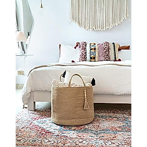 Mkono Jute Woven Storage Basket and 2Pcs Macrame Storage Baskets Boho Decor for Bedroom, Dorm, Living Room, Bathroom