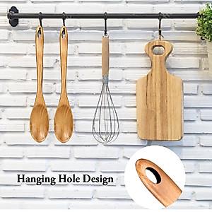 12.5 Inch Large Wooden Spoon for Cooking Utensils Serving Spoon Beech Wood Spatula Long Handle Stirring Spoon Non Stick Kitchen Utensil Big Mixing Cooking Spoon