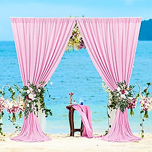 Pink Backdrop Curtain 2 Panels for Wedding Birthday Party Decoration Photography Props Baby Shower Engagement Graduation Prom Dessert Table Photo Booth Drapes 5 ft * 7 ft