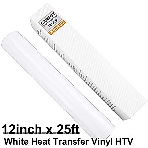 CAREGY HTV 12" x 25ft Roll - Iron On Heat Transfer Vinyl (White)