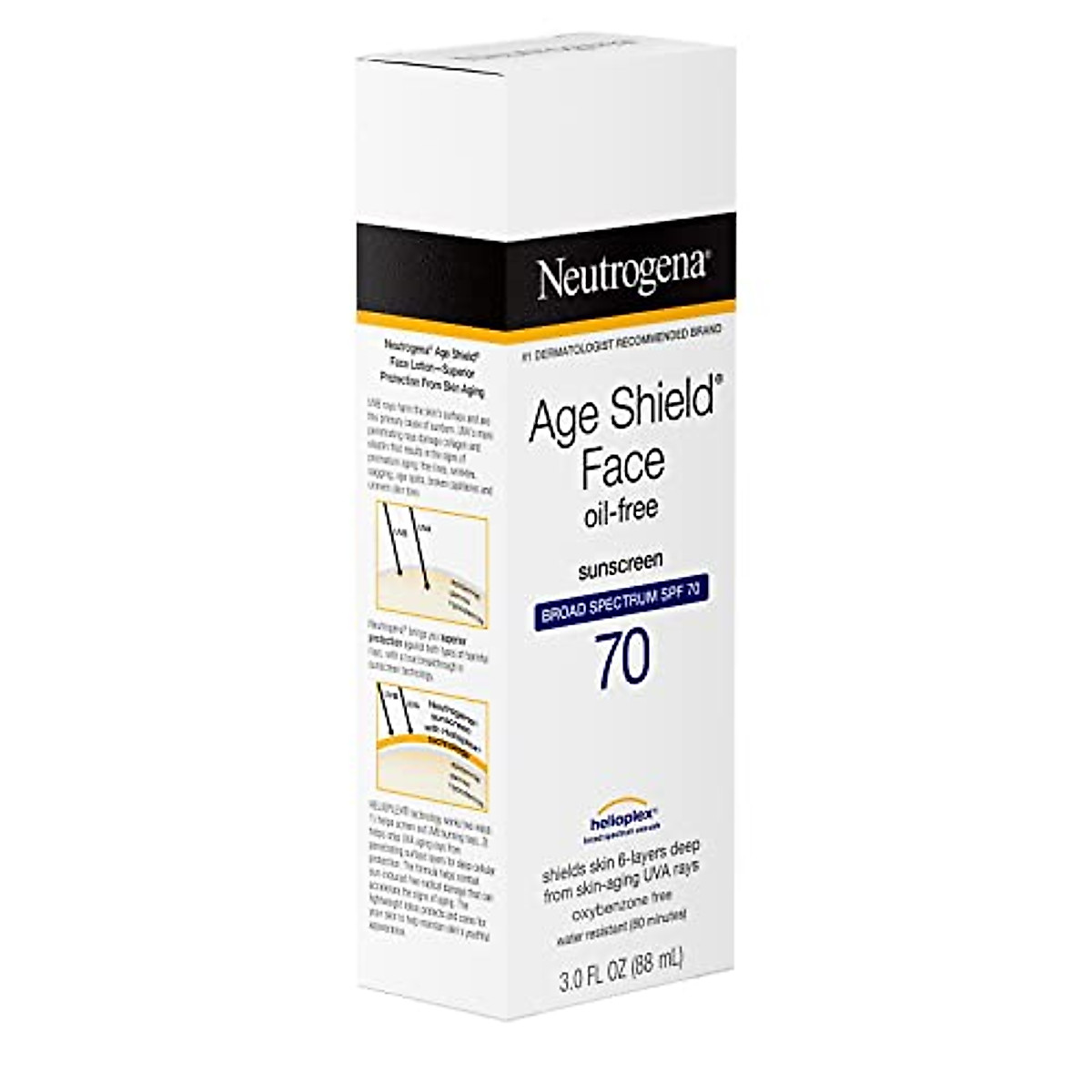 Neutrogena Age Shield Anti-Oxidant Face Lotion Sunscreen with Broad Spectrum SPF 70, Oil-Free & Non-Comedogenic Moisturizing Sunscreen to Prevent Signs of Aging, 3 fl. oz (Pack of 2)