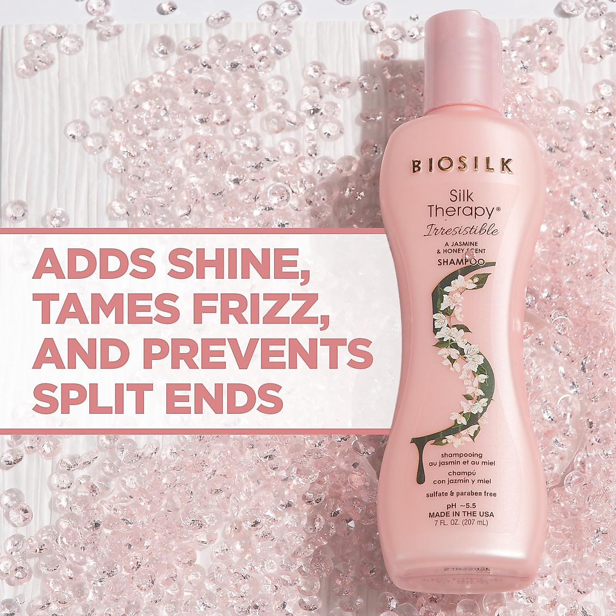 BioSilk Irresistible Collection Silk Therapy Shampoo, Cleanses & Removes Buildup, Jasmine & Honey Scent, Sulfate, Paraben, & Cruelty-Free, 7 Oz