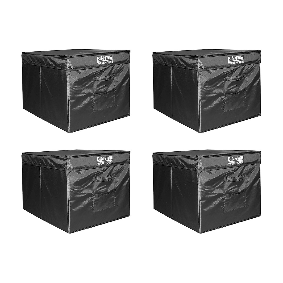 PROSLAT Bin Warehouse Fold-A-Tote 32 Gallon Black 4 Pack