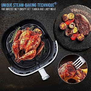 Bear Air Fryer, 5.3Qt for Quick and Oil-Free Healthy Meals, Easy View and Smart 8 in 1 Digital Touchscreen, Shake Reminder, Dishwasher-Safe & Non-stick Basket, Disposable Paper Liner and Recipes included