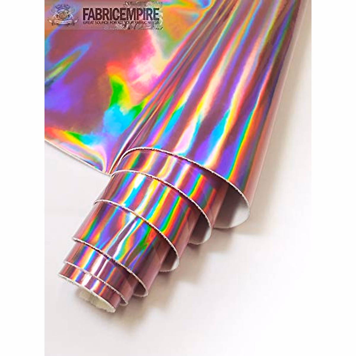 Fabric Empire Vinyl Upholstery Plain Hologram Glossy Smooth Fabric 54" Wide Sold by The Yard (Light Pink)