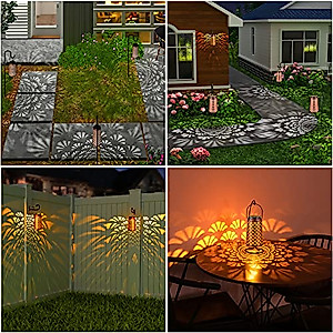 JSOT Solar Lanterns Outdoor Waterproof,2 Pack Hanging Lantern Decorative Metal Outdoor Lights for Backyard Porch Patio Table Yard Balcony Teepee Lawn Pathway Tree 2 Modes Warm/Cool White