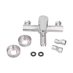 Fdit Faucet Brushed Stainless Steel Bathroom Shower Valve Bathtub Household Triple Towel Rings