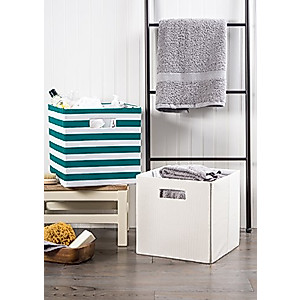 DII Poly-Cube Storage Collection Hard Sided, Collapsible Solid, Large, Off White