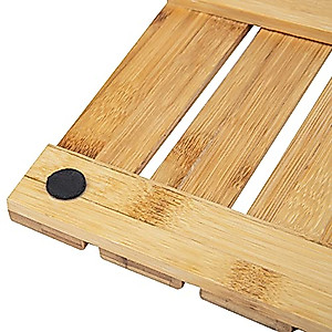 Mind Reader Bali Collection, Luxury Bamboo Shower Bath Mat, 25.2"L x 15.75"W x 0.67"H, Brown