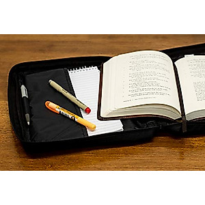 Black Names of Jesus Embroidered Polyester Bible Cover Case with Handle, (Maxi) 2X-Large
