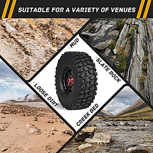 CrazyHobby Aluminum 1.9 Beadlock Wheels and Tires w/Foam for TRX4 Axial SCX10 II III RR10 Wraith Redcat Gen 8 Scout II RC4WD 1/10 Scale RC Crawler Rocks Mud Tyres Rims