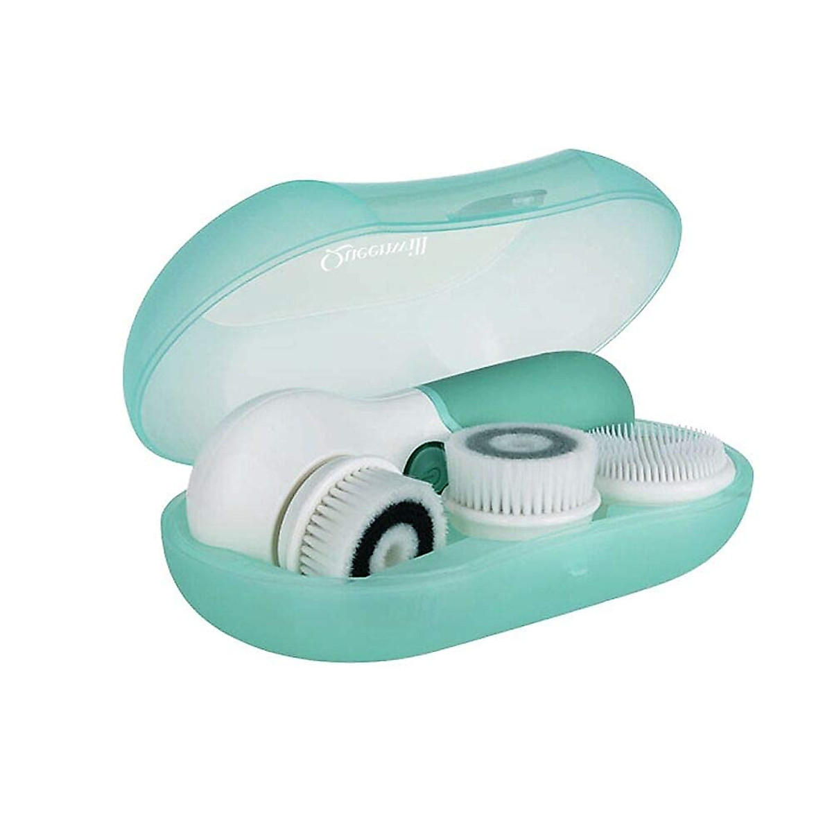 Spinning Face Cleansing Brush Queenwill Waterproof Facial Cleansing Rotating Brush Set for Exfoliating, Face Massage & Deep Cleansing, Equipped with 3 Portable Facial Cleaners & 2 Adjustable Speeds