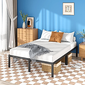Mr IRONSTONE Full Bed Frame, 14 Inch Platform Heavy Duty Steel Full Size Bed Frame No Box Spring Needed, Metal Bed Frame with Storage, Heavy Duty Steel Slat