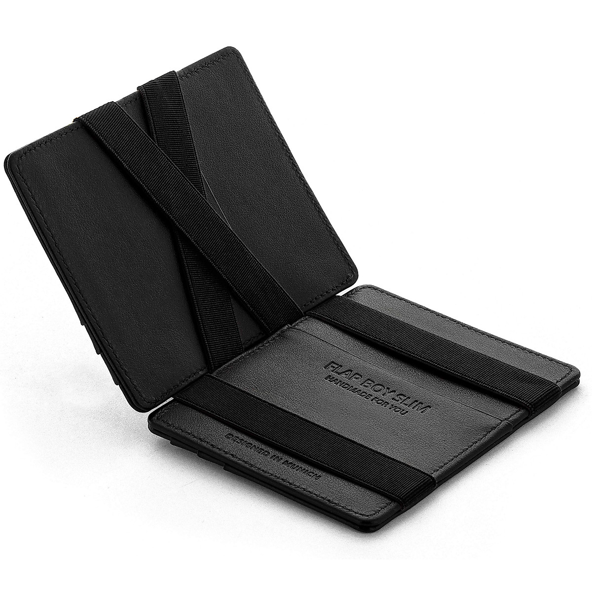 Jaimie Jacobs Flap Boy Slim Magic Wallet Genuine Leather RFID Blocking (Black)
