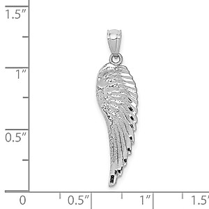 14K White Gold Polished and Textured Angel Wing Pendant 32mm style YC1244