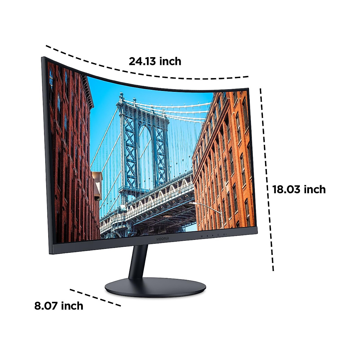 KOORUI 27 inch Curved Computer Monitor Full HD 1080P 75Hz Gaming Monitor 1800R LED Monitor HDMI VGA, Tilt Adjustment, Eye Care, Black 27N5C