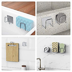 iMDION Adhesive Sponge Holder for Kitchen Sink, Waterproof Sink Accessories, Sponge Brush Caddy Multifunctional Hook (Original, 2)