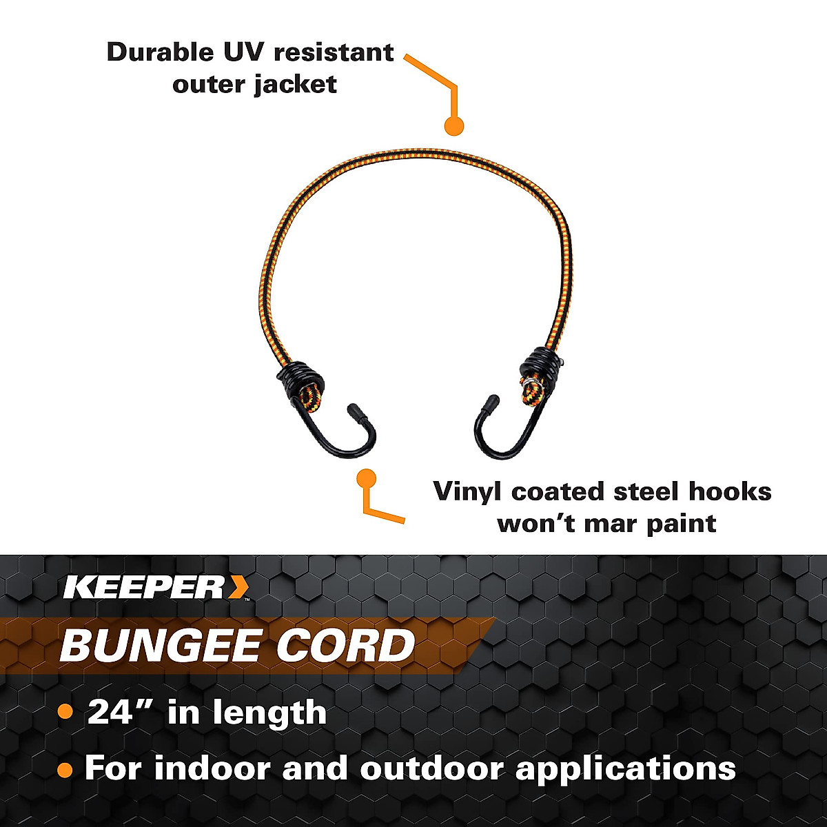 Keeper - 24” Bungee Cord, 3 Pack - UV and Weather-Resistant