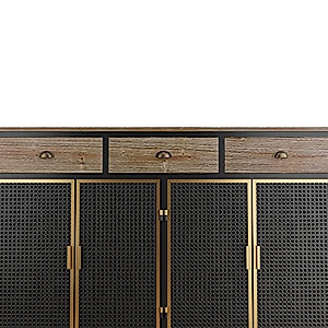 JZXSHD Buffet Sideboard Cabinet, 48" Wide 4 Doors Sideboard with 3 Top Drawers, Farmhouse Entryway Buffet Cabinet Accent Cabinet for Living Room Office Bedroom