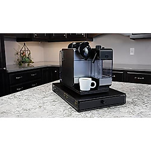 Nifty Large Nespresso Original Line Capsule Drawer – Black, 60 Capsule Pod Pack Holder, Non-Rolling Sliding Drawer, Under Coffee Storage Solution, Office or Home Kitchen Coffee Bar Organizer