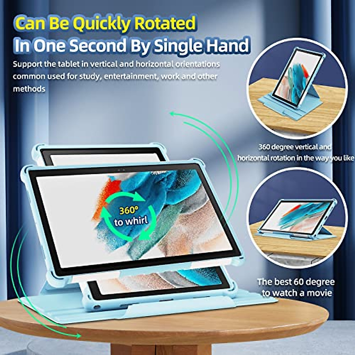 Stand Tablet Cover Lightweight Rugged Shockproof Compatible with Samsung Galaxy Tab A8 10.5 inch 2021 (SM-X200/X205) Tablet Case,Folding Stand Folio Cover Protective with Shoulder Strap/Auto Sleep Wak