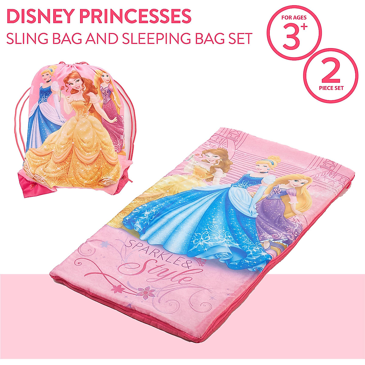 Disney Princess Slumber Bag Set Multicolor, 26x46