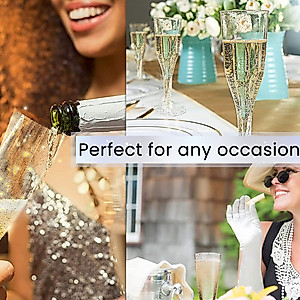 PlasticStrong Stemmed Champagne Flutes Shatterproof, Unbreakable, Reusable Plastic Champagne Flute for any occasion Set of 30 Silver Glitter wine glasses