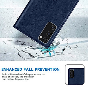 ZZXX for Samsung Galaxy S20 FE 5G Wallet Case with [RFID Blocking] Card Slot Stand Strong Magnetic Leather Flip Fold Protective Phone Case for Samsung Galaxy S20 FE Case Wallet(Blue-6.5 inch)