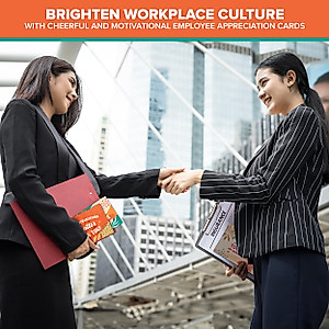 Decorably 50 Pack Employee Appreciation Cards with Envelopes & Stickers, 10 Designs Blank Inside Staff Appreciation Cards, 6x4in Employee Thank You Cards for Employees Appreciation Cards for Coworkers