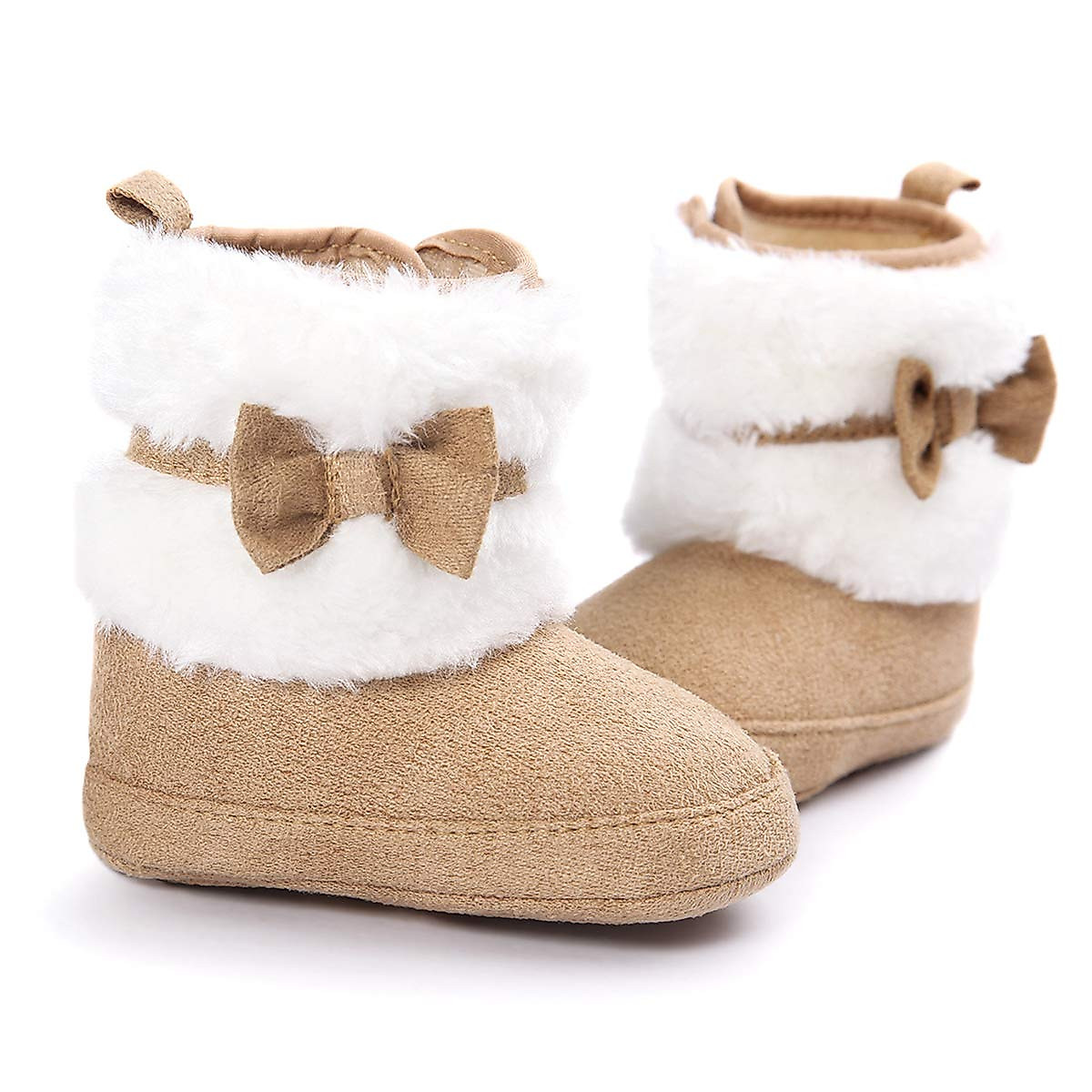 LIVEBOX Baby Boy Girl Boots Newborn Prewalker Toddler Shoes Premium Soft Anti-Slip Sole Warm Winter Boots for Infant (M: 6~12 Months, Khaki 1)