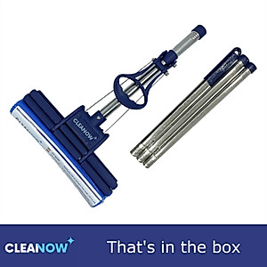 Cleanow OneTouch GO! Floor Cleaner - Floor Mop with Wringing Function - Sponge Mop for Cleaning Floors - PVA Sponge and Stainless Steel Handle