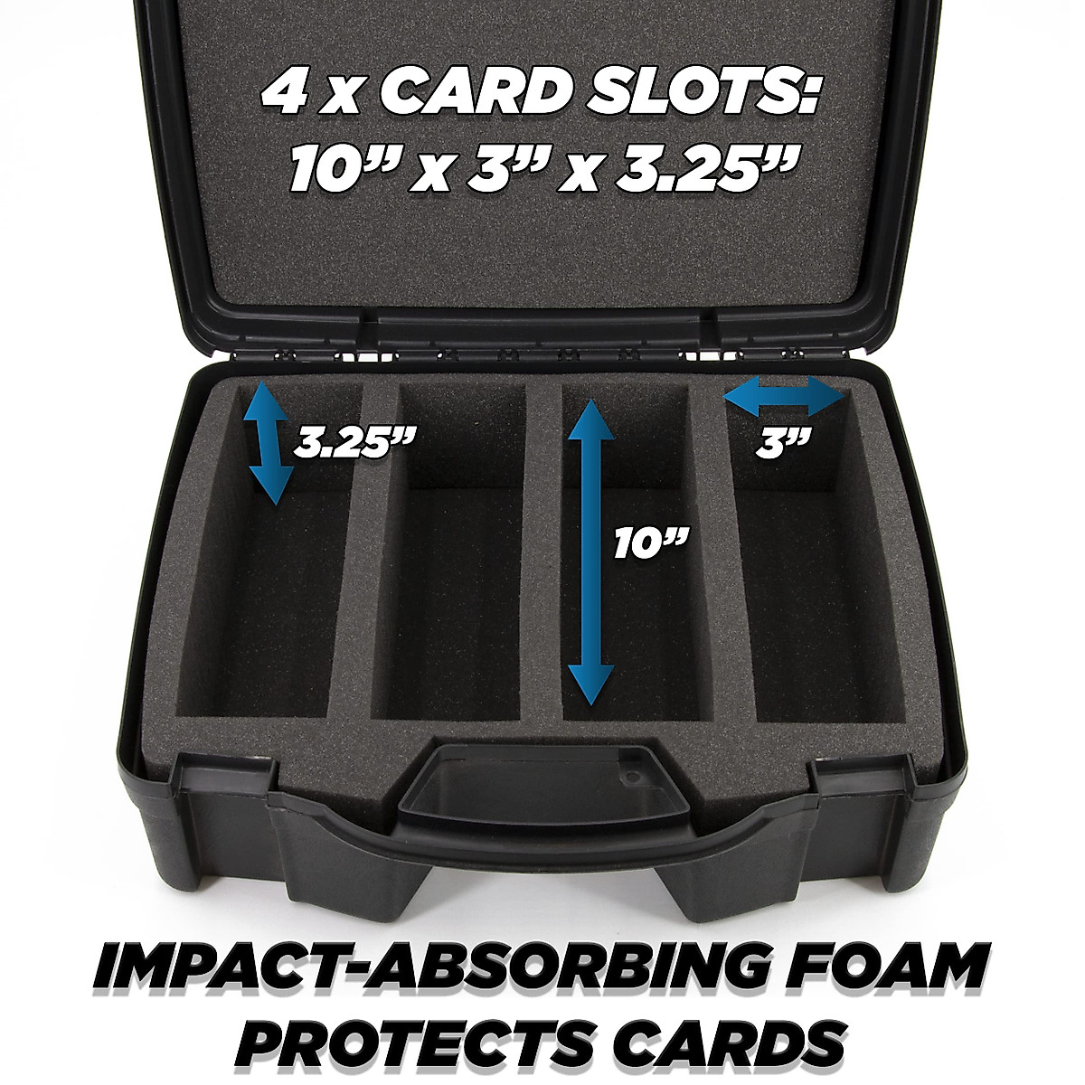 CASEMATIX Trading Card Case Organizer for 3200 Cards - 16" Hard Shell Holder with 40 Dividers and Protective Foam Interior for Card Game Storage