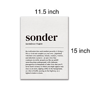 Sonder Definition Canvas Wall Art Poster Print Gift, Minimalist Sonder Meaning Painting Ready to Hang Home Decor (11.5" x 15")
