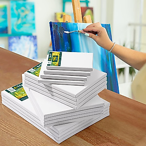 Inburit Stretched Canvas for Painting for Adults, Artist, 16 Multi Packs with 11x14, 9 x12, 8x10, 5x7(4 of Each), Blank Primed Canvas for Oil, Acrylic & Other Painting Media