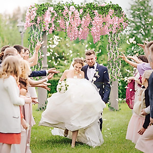 Findosom Wisteria Artificial Flowers Garland, 5Pcs Total 36FT Pink Wisteria Hanging Flowers, Flower Garland Decorations for Home Garden Outdoor Ceremony Wedding Arch Decoration