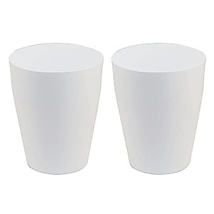 Feisco Small Trash Can,Plastic Round Bathroom Wastebasket Garbage Can for Bathroom Bedroom Kitchen Office (White, Pack of 2)