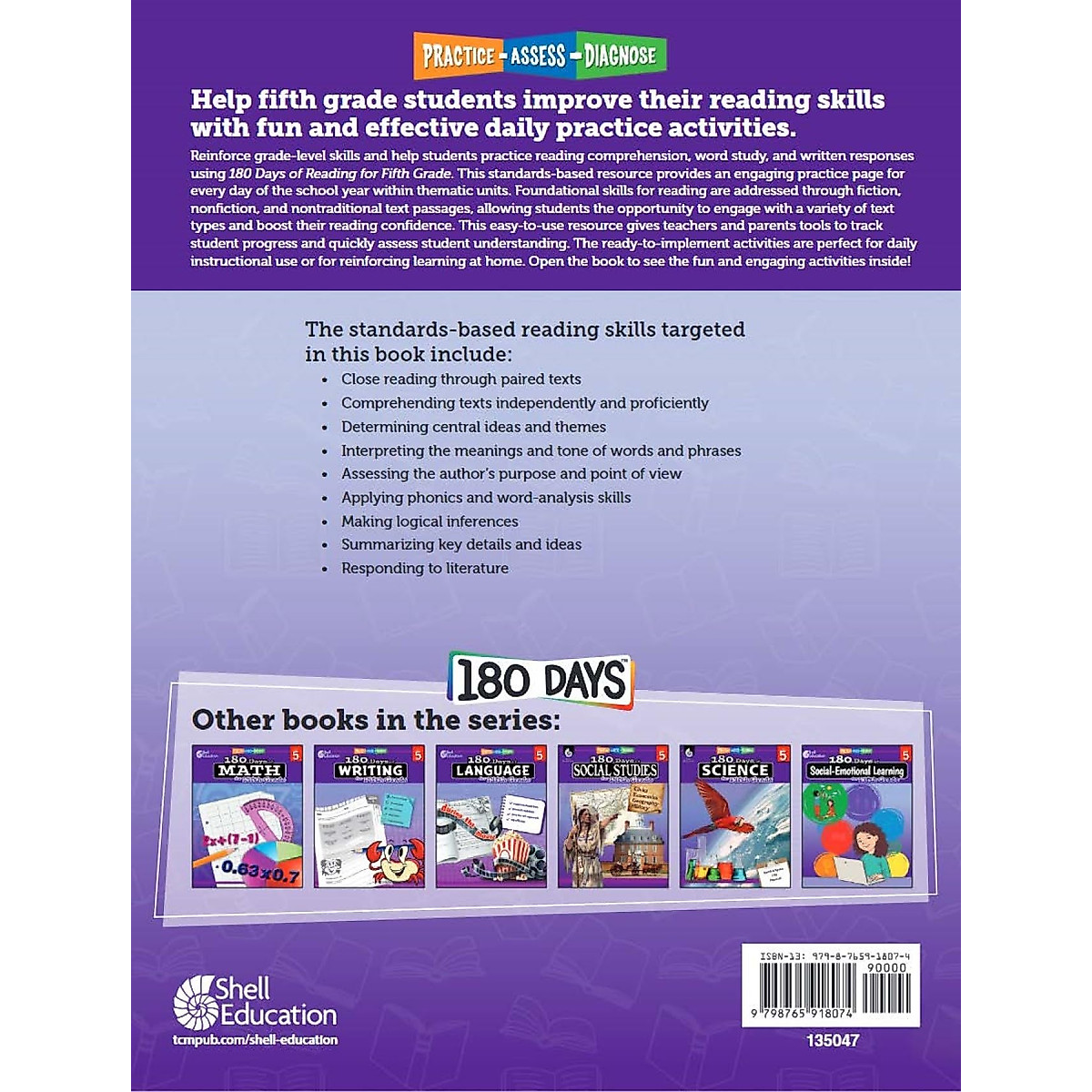 180 Days™: Includes Reading 2nd Edition, Writing, and Math for 5th Grade Practice Workbook for Classroom and Home, Cool and Fun Practice Created by Teachers (180 Days of Practice)