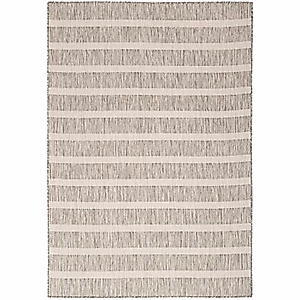 Nourison Positano Indoor/Outdoor Grey Ivory 4' x 6' Area -Rug, Easy -Cleaning, Non Shedding, Bed Room, Living Room, Dining Room, Deck, Backyard, Patio (4x6)